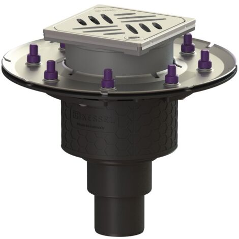 Kessel Bodenablauf Ecoguss Pressflansch DN 50 Designrost, senkrecht