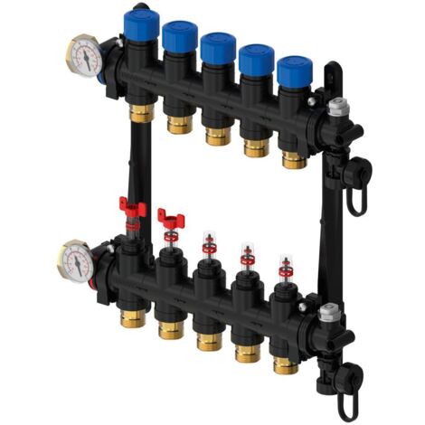 Uponor Vario M-Verteiler mit Durchflussmesser FM, 7xG 3/4" Eurokonus