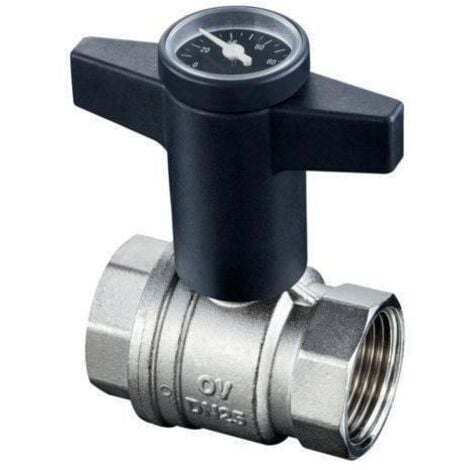 Oventrop Kugelhahn Optiba mit Thermometer Knebelgriff, beidseitig Innengewinde 3/8"