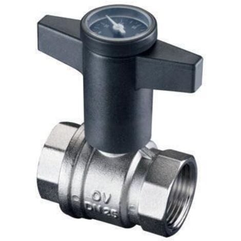 Oventrop Kugelhahn Optiba mit Thermometer Knebelgriff, beidseitig Innengewinde 3/4"