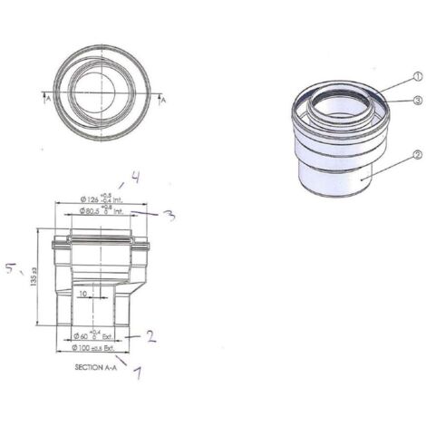 Brötje Adapter Erweiterung konzentrisch ADT DN 60/100 auf DN 80/125, AL ...