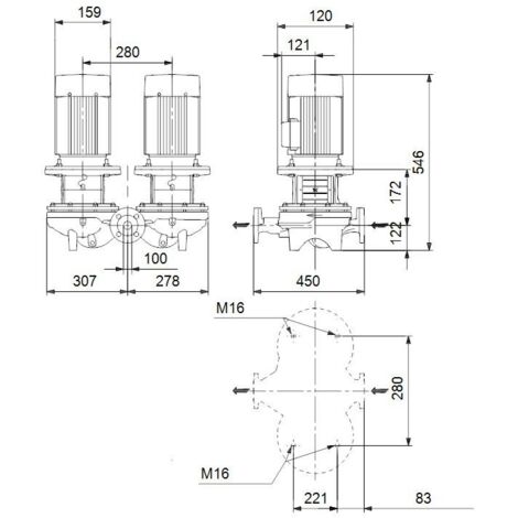 Grundfos Trockenläuferpumpe TPD 32-100/4 A-F-A-BQQE-DW3, 3x220-240D/380-415YV 1,80-1,83/1,04-1 ...
