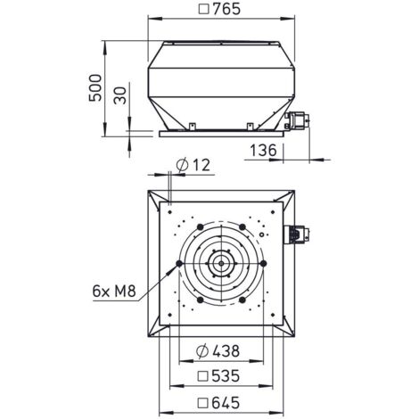 Helios VDD 400/6 EX Vertikal-Dachventilator 3-PH 400V, 6-polig, EX, 300W