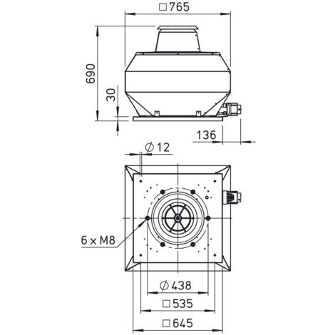 Helios VDD 400/6 T120 Vertikal-Dachventilator 3-PH 400V, 6-polig, bis ...