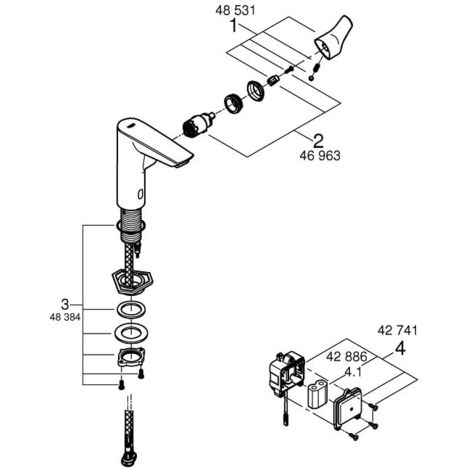 Grohe Eurosmart Einhand-Waschtischbatterie, M-Size, 2-in-1 Hybrid ...