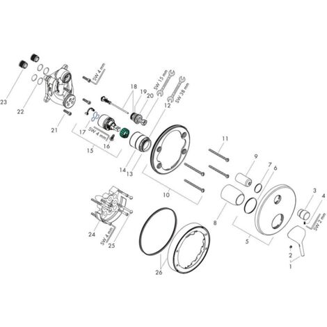 hansgrohe Talis S Wannenmischer Unterputz 29l/min Fertigset, Chrom