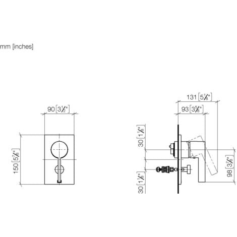 Dornbracht UP-Einhandbatterie mit Umstellung, Bausatz-Endmontage,