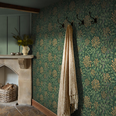 William Morris At Home Vliestapete Honeysuckle Verde Grun 10mx52cm