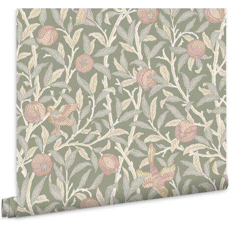 William Morris At Home Vliestapete Bird & Pomegranate Grun 10mx52cm