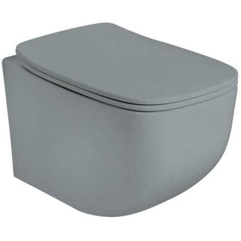 Par De Sanitarios Suspendidos En Cerámica Gris Opaco Mozart