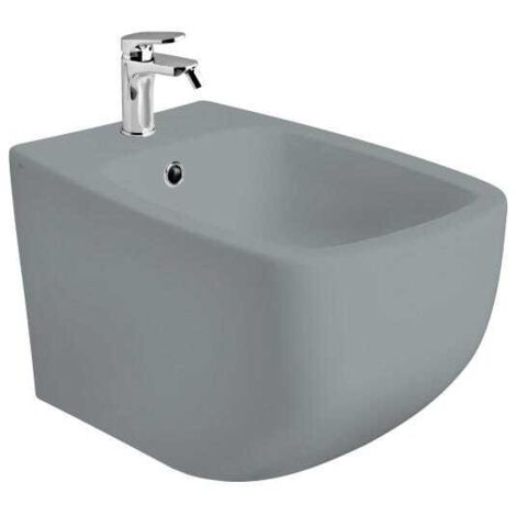 Par De Sanitarios Suspendidos En Cerámica Gris Opaco Mozart