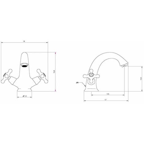 Rubinettería Baño Retro Lavabo + Bidé + Exterior Ducha Narciso
