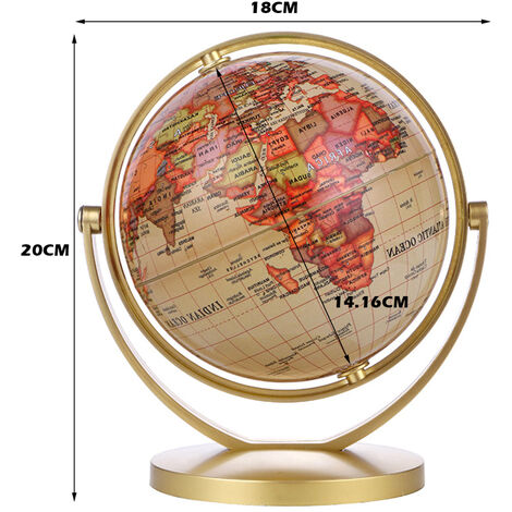 360° Rotating World Globe Earth Map Geography Education Decor