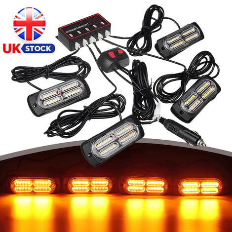 6x 40 LED Car Recovery Light Bar Amber Warning Strobe Flashing Beacon ...
