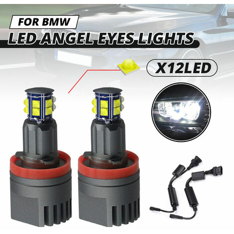 2PCS LED Angel Eyes Lights Canbus H8 LED Headlight 6000K White for BMW E60 E61 E63