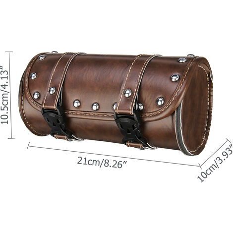 Motorcycle Front Fork Tool Bag Saddle Bag Brown For Chopper Bobber