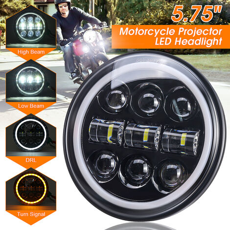 5.75'' Motorcycle Projector LED Headlight Sealed Hi-Lo Beam Halo Ring Lamp