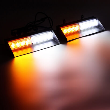 27 Modes 16LED Amber & White Car Police Strobe Light Dash Warning ...
