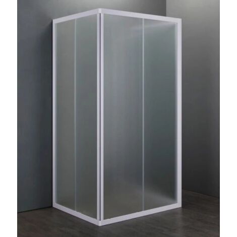 Box Doccia in Acrilico e Telaio Bianco 3 lati: 1 Fisso piu' 2 Apertura ...