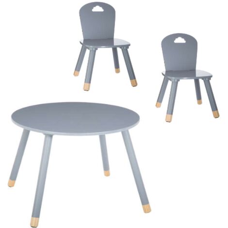 Table ronde pour enfant + 2 chaises nuage - Gris - D 60 x H 43,5 cm ...