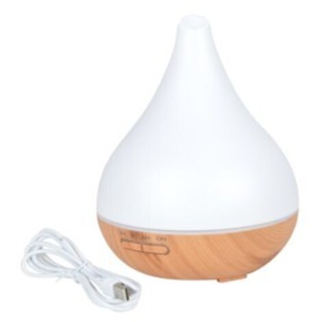 Diffuseur d'aromes lumineux nuage blanc effet bois - Blanc et Beige - 400 ml - Livraison gratuite