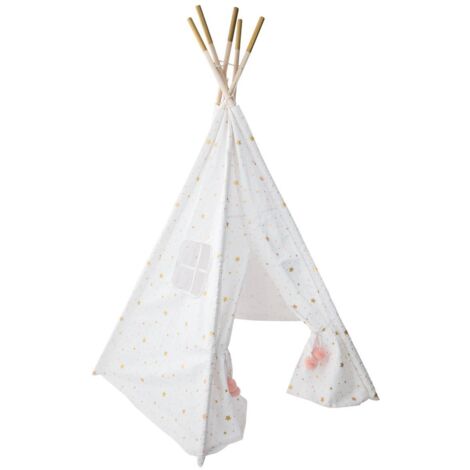 Tente de jeu tipi enfant Atmosphera lit cabane bois 130x130 h160cm ...