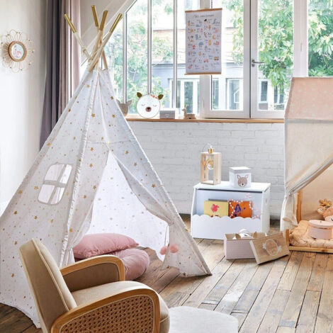 Tente de jeu tipi enfant Atmosphera lit cabane bois 130x130 h160cm ...