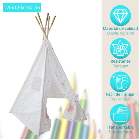 Tente de jeu tipi enfant Atmosphera lit cabane bois 130x130 h160cm ...