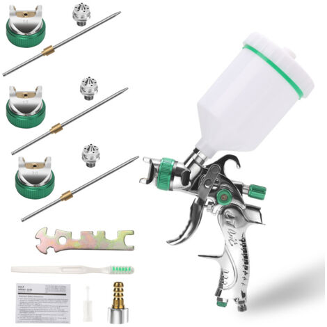 Hengda 2x Pistolet à peinture HVLP 1.4MM/1.7MM/2.0MM 3 buses de taille avec godet à liquide 600 ...