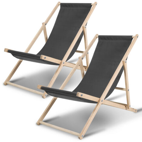 (Deactive)Hengda Chaise longue pliante en bois Chaise de plage 3 positions Chilienne transat ...