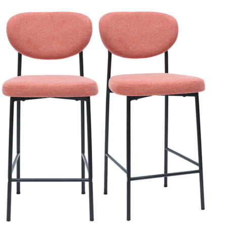 Feste Barhocker aus terrakottafarbenem Textur-Veloursstoff H65 cm (2er ...