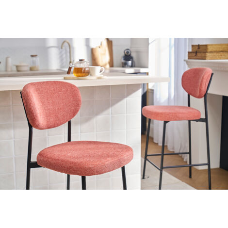 Feste Barhocker aus terrakottafarbenem Textur-Veloursstoff H65 cm (2er ...
