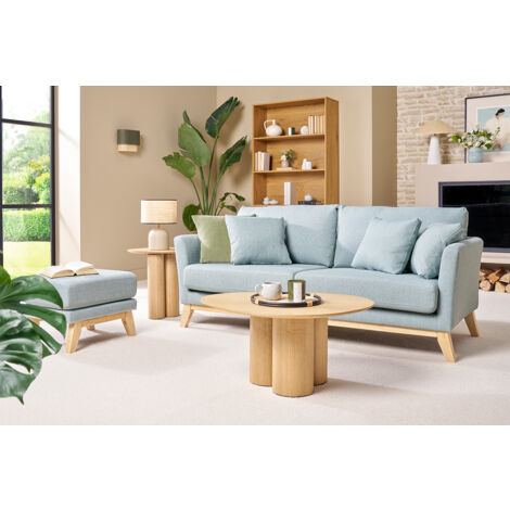 Sofa skandinavisch 3 Plätze Hellblau Holzbeine OSLO