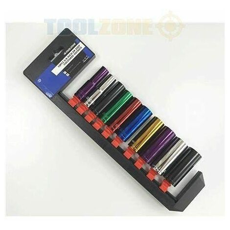 Toolzone Colour Coded Chrome Vanadium 10pc 3/8'' Drive Metric Deep CRV ...