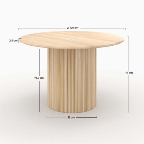 Table ronde 4 personnes en bois de manguier D120 cm - AGATHE
