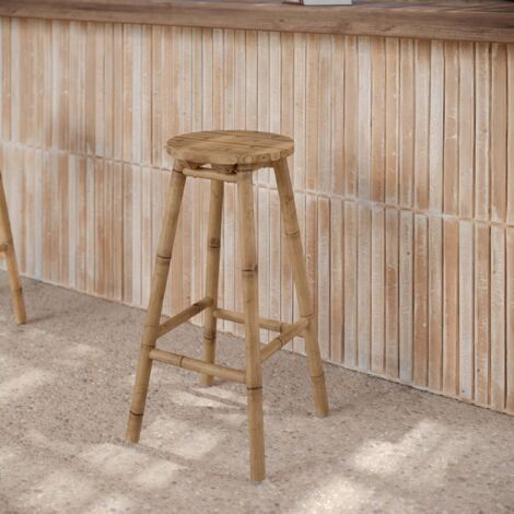 Tabouret de bar extérieur en bambou 74 cm - POLLY