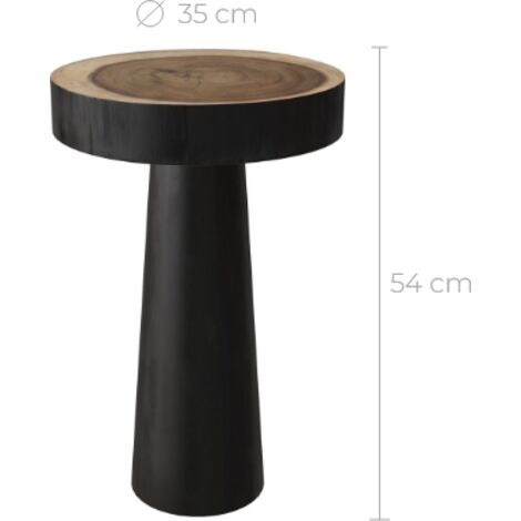 Table d'appoint ronde noire en bois de suar D35 cm - JANAH