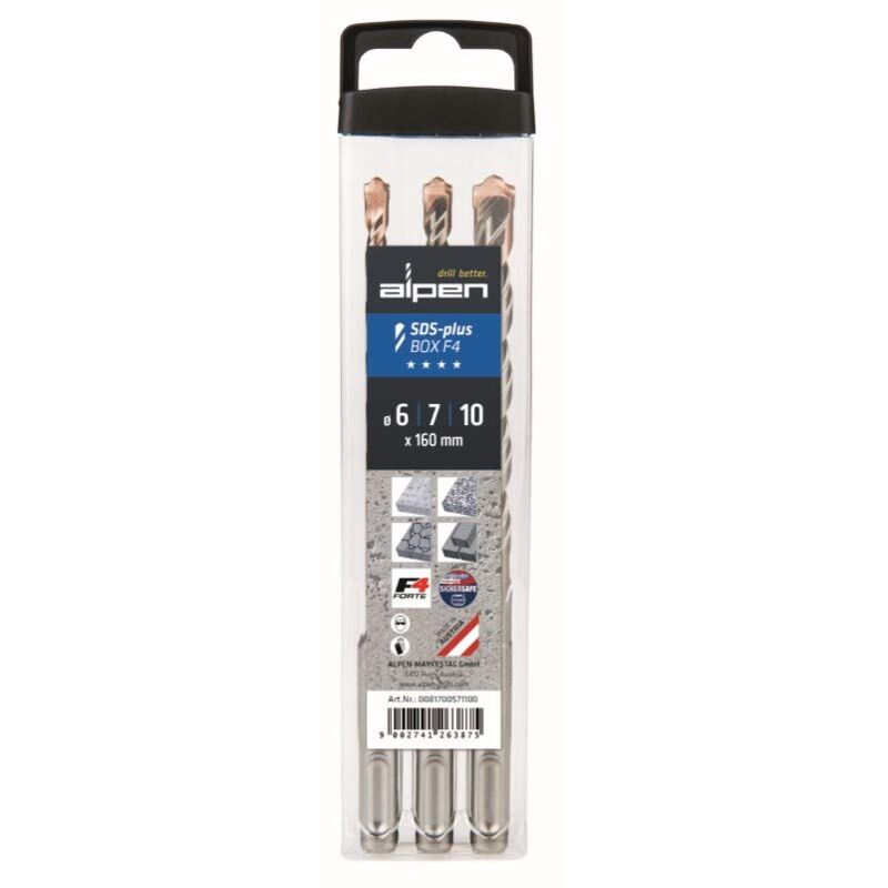 Alpen 81700571100 Sds Plus F4 Set Ofmarteau Perforateur 3 Pièces