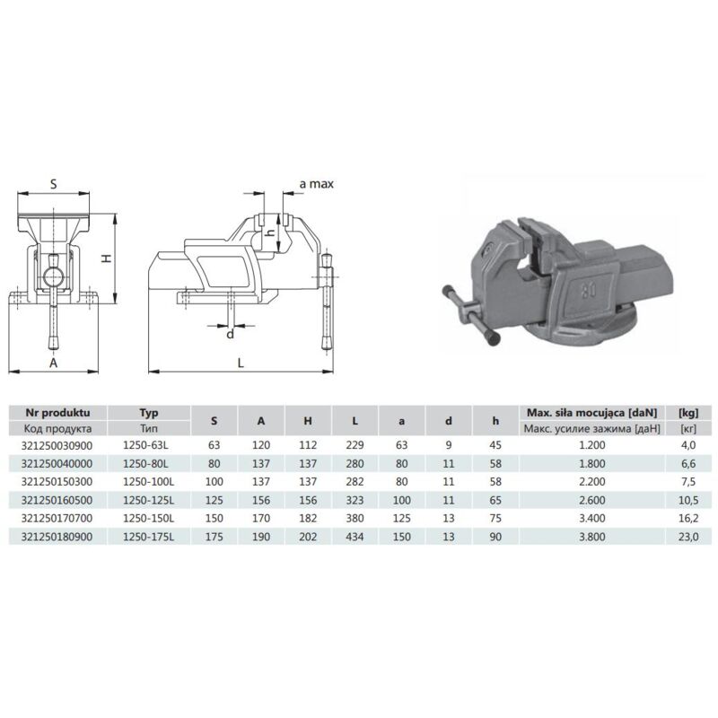 Bison-bial imadło stałe 150mm typ 1250-150