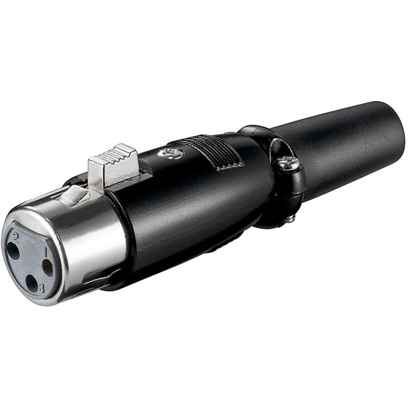 Coupleur Microphone, 3 Pin, Boîtier en métal noir avec contacts plaqués ...