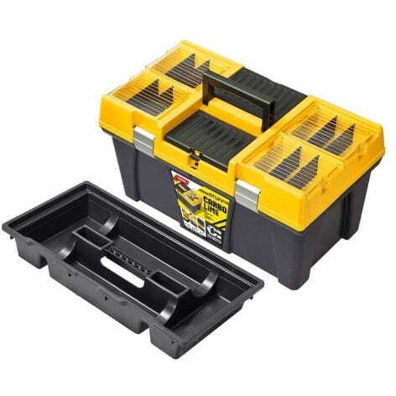 BOÎTE DE RANGEMENT 26" PROFI CARBO, COUVERCLE JAUNE, 595 x 337 x 316 mm