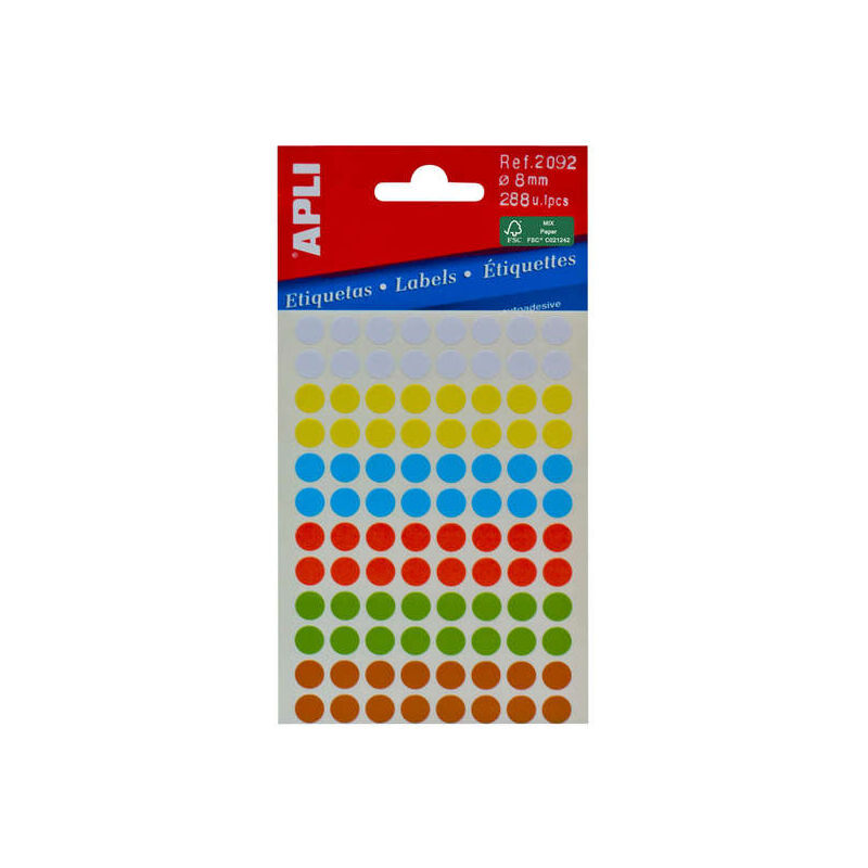 BLISTER PACK 10H ROUND 8MM APLI ASSORTED LABELS