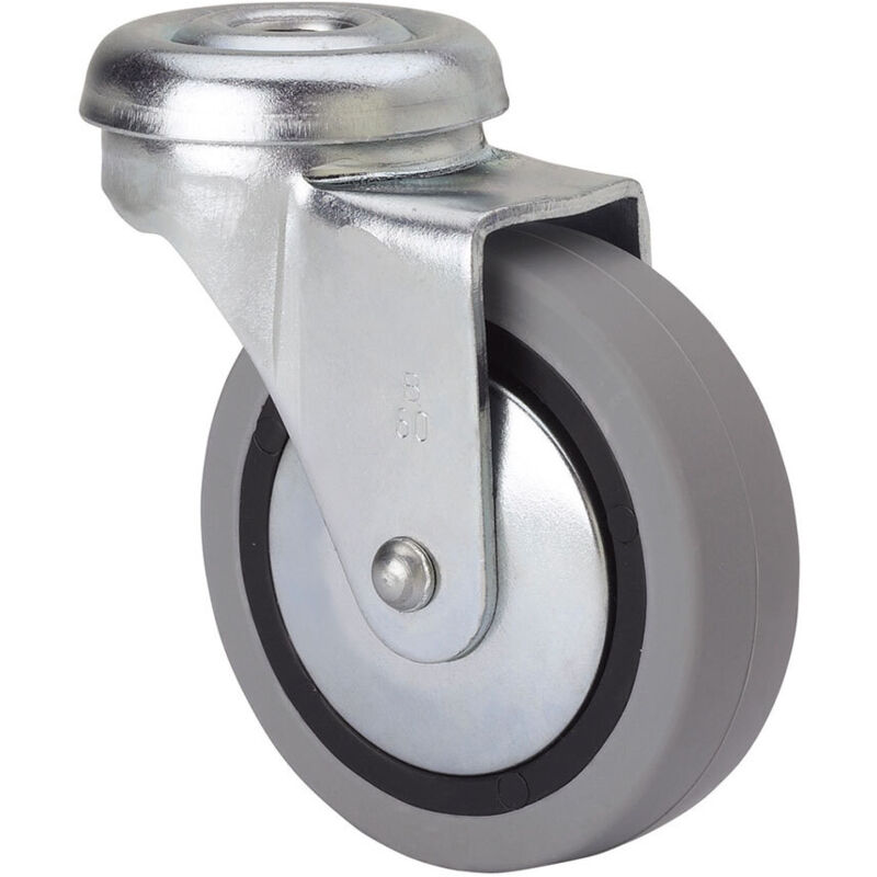 Roulette pivotante rubber swivel castor with bore and smooth axle ...