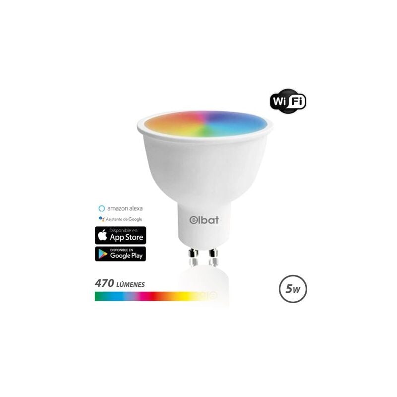 Elbat led bulb smart wi-fi gu10 5w 470lm rgb - température 2700k à ...