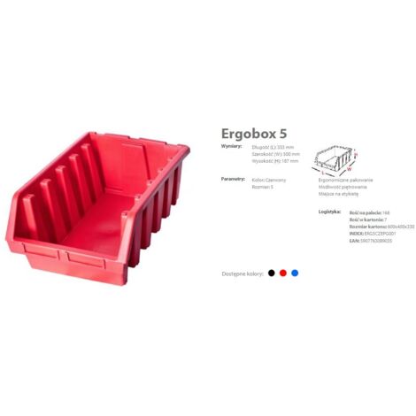 1 x Ergo XL+ Red stackable boxes de storage box de plastic 333x500x187