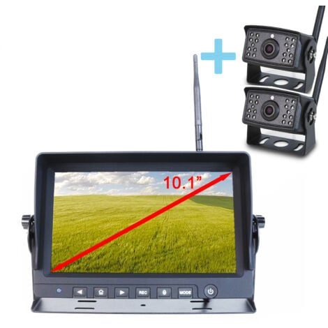 Kit de vue arrière sans fil Yatek Ecran AHD 10,1" + 2 caméra 1080P 120º ...