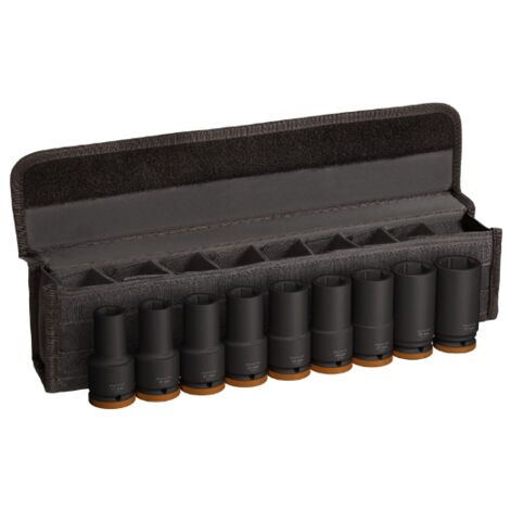 Pro Jeu de douilles à chocs, 3/4", profondes, 9 pièces pour douilles à chocs, 3/4", 9 pièces.