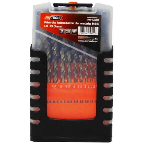 Awtools wiertła do metalu 1,0-10,0mm / kobaltowe / komplet 19 sztuk
