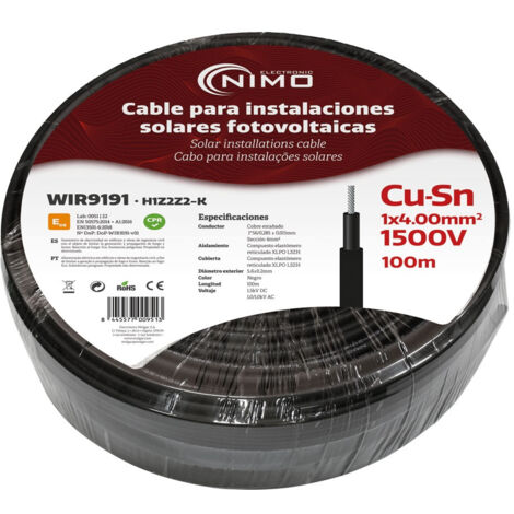 Solar Cu-sn Connection Cable 4mm2 Black Wir9191