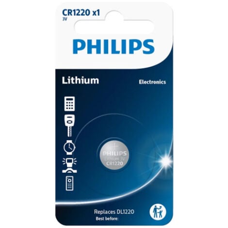 Batterie au lithium Cr1220 Philips 3vdc (blister 1 Batterie) Cr1220-philips